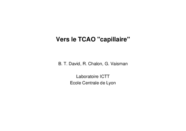 (PDF) Vers le TCAO" capillaire