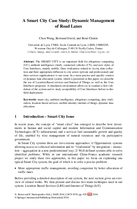 (PDF) A Smart City Case Study: Dynamic Management of Road Lanes