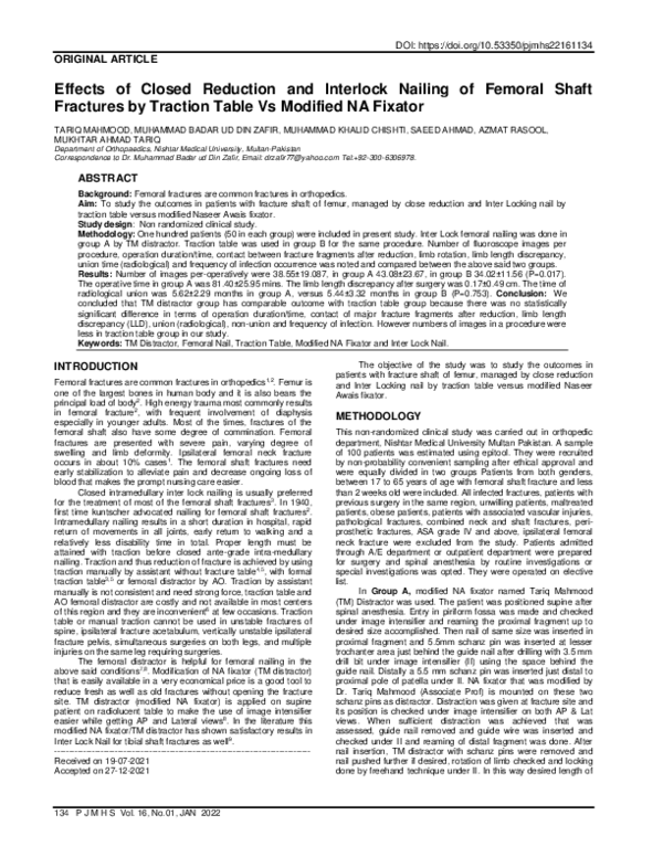(PDF) Effects of Closed Reduction and Interlock Nailing of Femoral ...