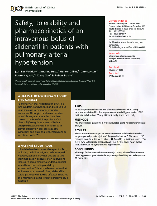 (PDF) Safety, tolerability and pharmacokinetics of an intravenous bolus ...