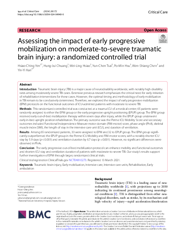 (PDF) Assessing the impact of early progressive mobilization on ...