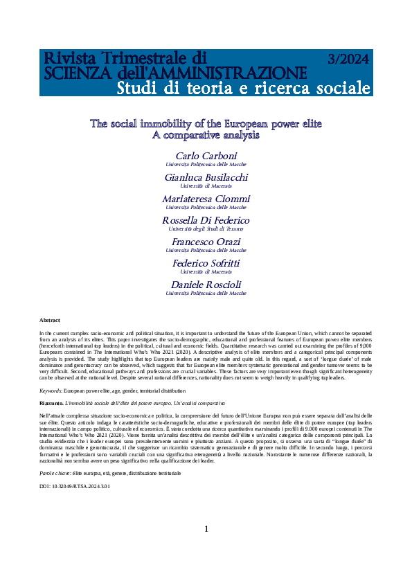 (PDF) The social immobility of the European power elite. A comparative ...