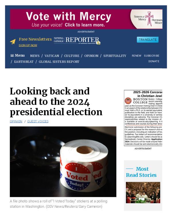 (PDF) Looking back and ahead to the 2024 presidential election