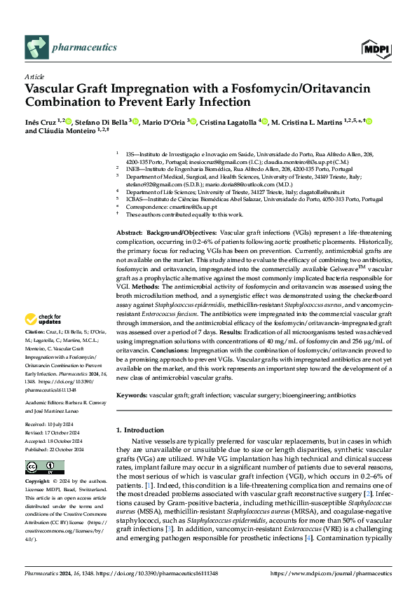 (PDF) Vascular Graft Impregnation with a Fosfomycin/Oritavancin ...