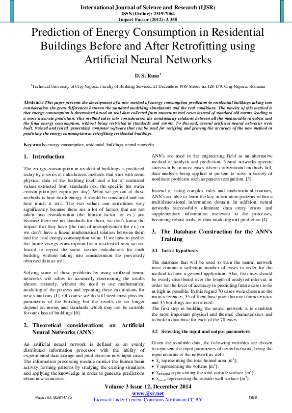 (PDF) Prediction of Energy Consumption in Residential Buildings Before and After Retrofitting ...