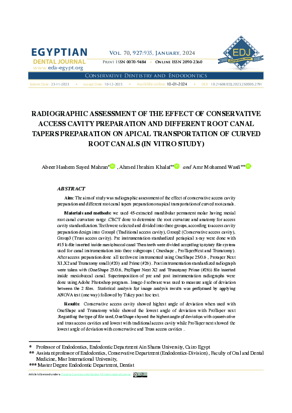 (PDF) Radiographic assessment of the effect of conservative access ...