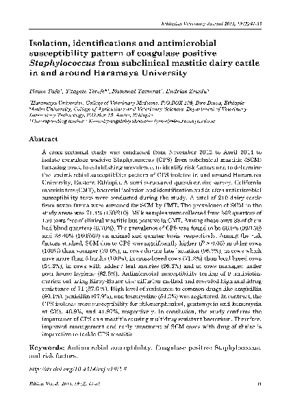(PDF) Isolation, identifications and antimicrobial susceptibility ...