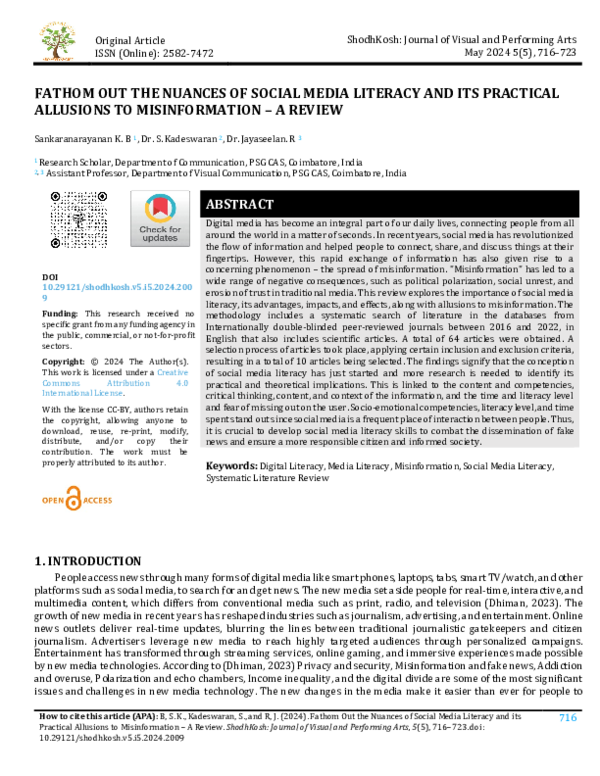 (PDF) FATHOM OUT THE NUANCES OF SOCIAL MEDIA LITERACY AND ITS PRACTICAL ...