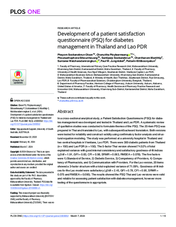 (PDF) Development of a patient satisfaction questionnaire (PSQ) for ...
