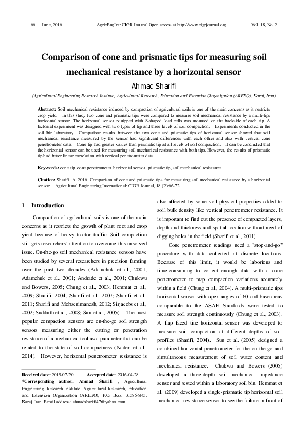 (PDF) Comparison of cone and prismatic tips for measuring soil ...