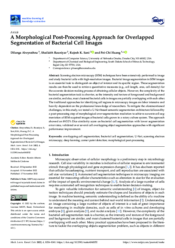 (PDF) Morphological Post-Processing for Bacterial Cell Segmentation