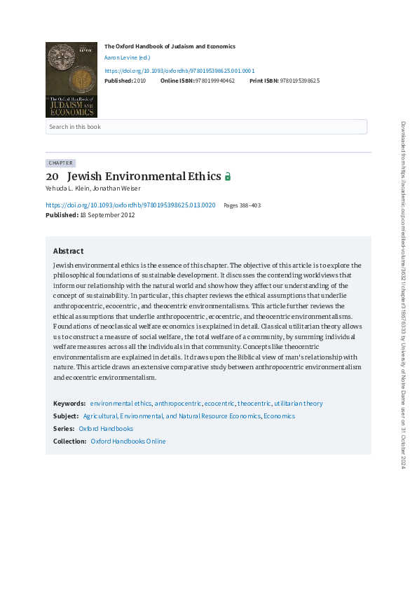 (PDF) Jewish Environmental Ethics