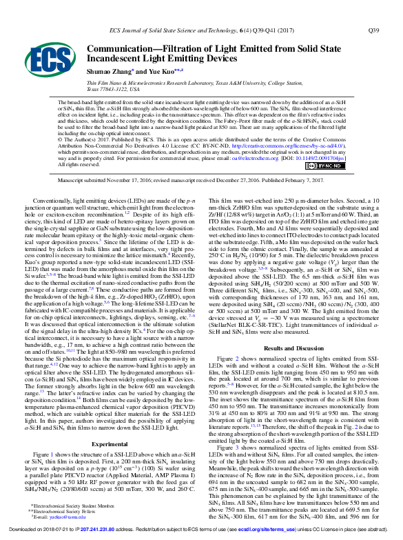 (PDF) Communication—Filtration of Light Emitted from Solid State ...