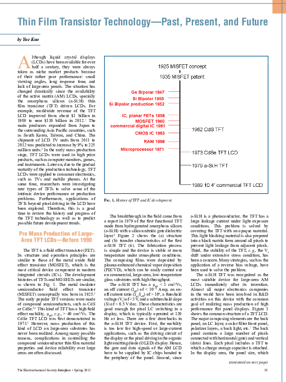 (PDF) Thin Film Transistor Technology--Past, Present, and Future