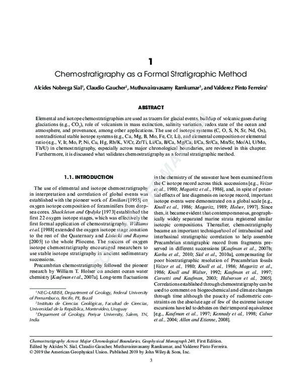 (PDF) Chemostratigraphy as a Formal Stratigraphic Method