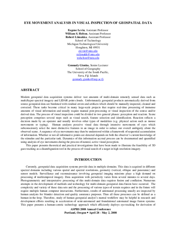 (PDF) Eye Movement Analysis in Visual Inspection of Geospatial Data