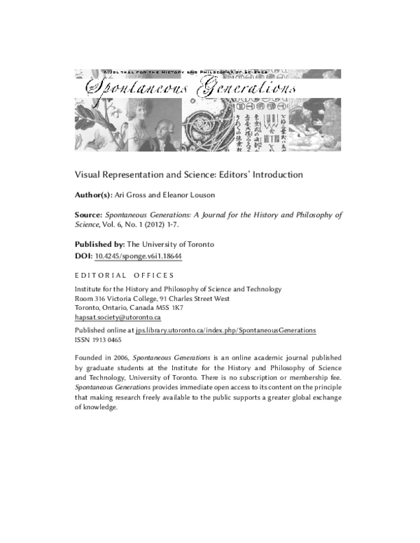 (PDF) Visual Representation and Science: Editors' Introduction