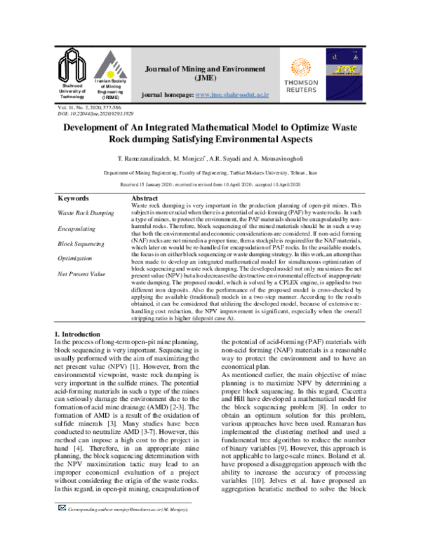 (PDF) Development of An Integrated Mathematical Model to Optimize Waste ...