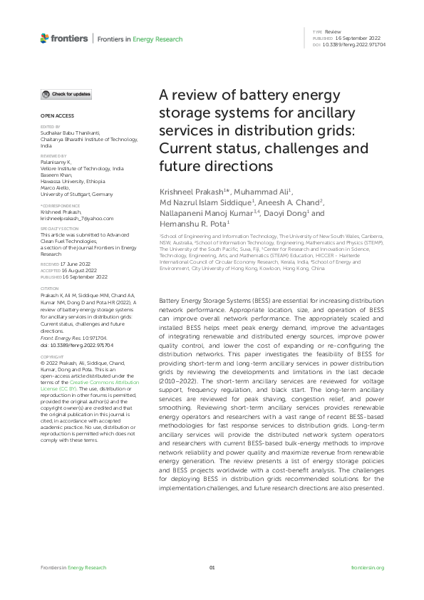 (PDF) A review of battery energy storage systems for ancillary services ...