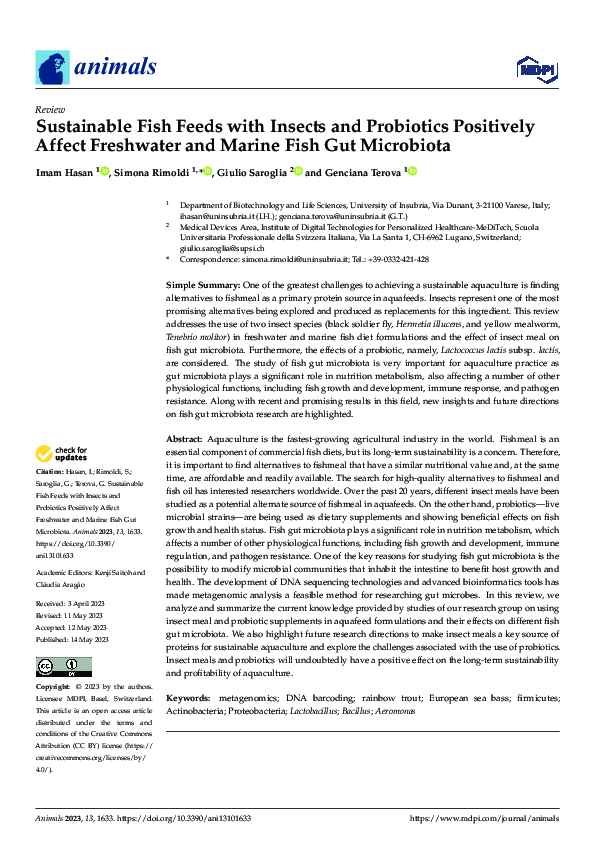 (PDF) Sustainable Fish Feeds with Insects and Probiotics Positively ...