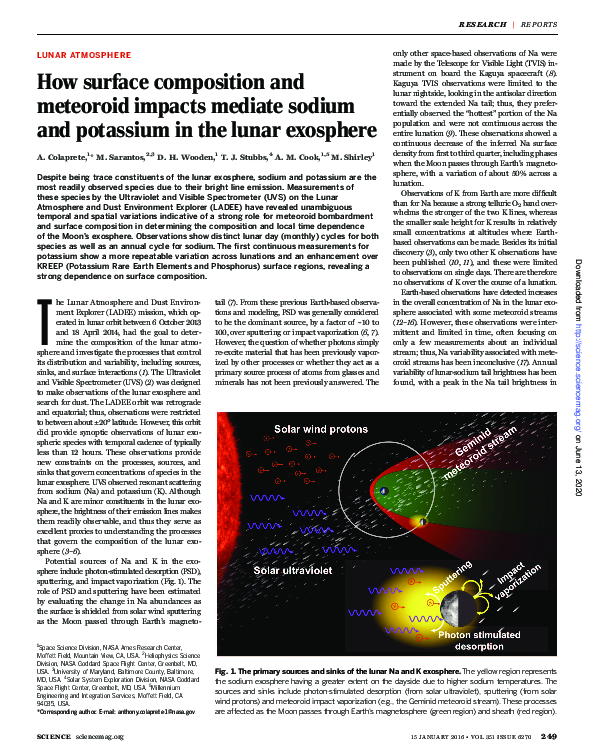 (PDF) Lunar atmosphere. How surface composition and meteoroid impacts ...