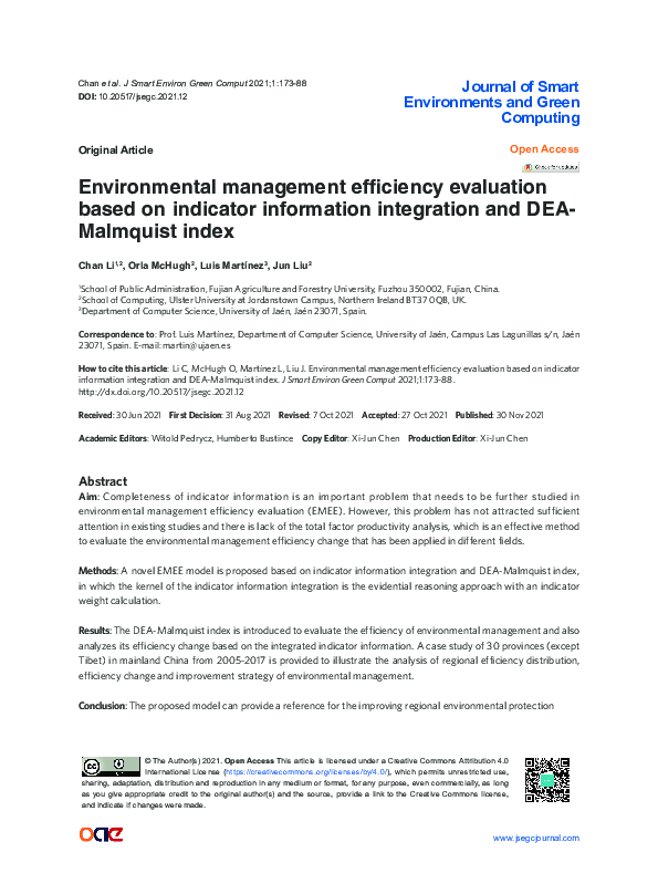 (PDF) Environmental management efficiency evaluation based on indicator information integration ...