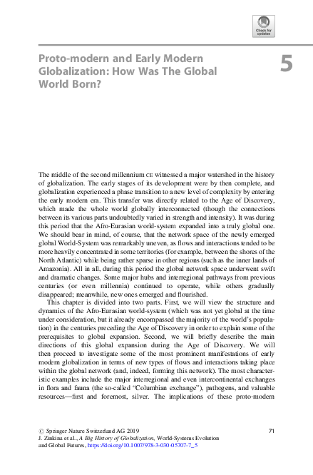 (PDF) Proto-modern and Early Modern Globalization: How Was The Global ...