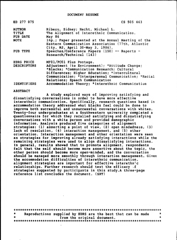 (PDF) The Alignment of Interethnic Communication