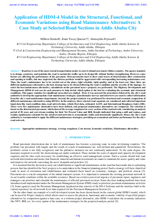 (PDF) Application of HDM-4 Model in the Structural, Functional, and ...