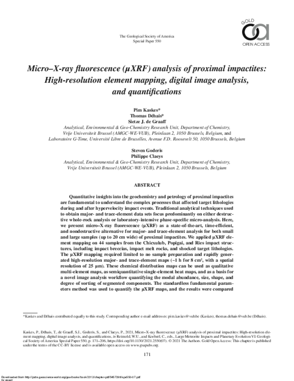 (PDF) Micro–X-ray fluorescence (µXRF) analysis of proximal impactites ...