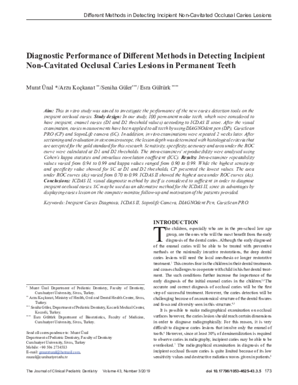 (PDF) Diagnostic Performance of Different Methods in Detecting ...