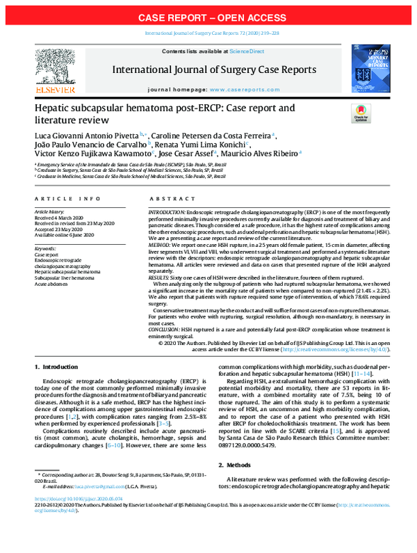 (PDF) Hepatic subcapsular hematoma post-ERCP: Case report and ...