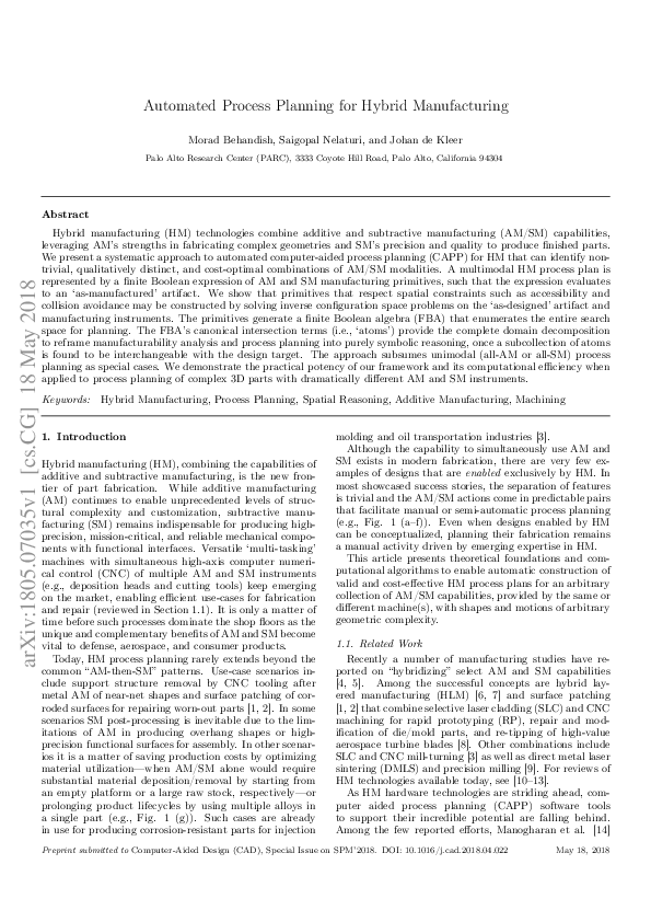(PDF) Automated process planning for hybrid manufacturing