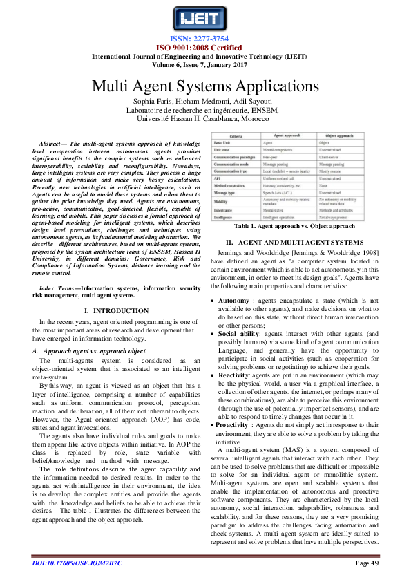 (PDF) Multi Agent Systems Applications