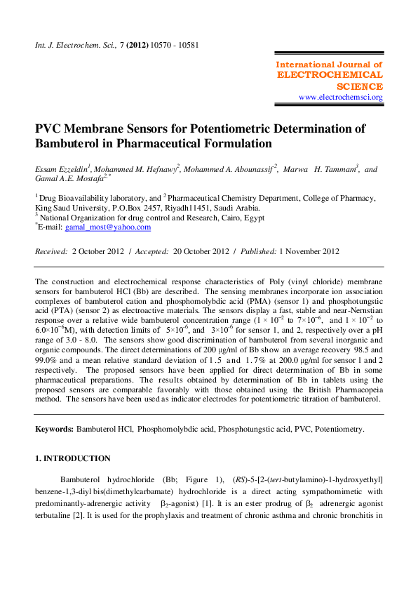 (PDF) PVC Membrane Sensors for Potentiometric Determination of ...