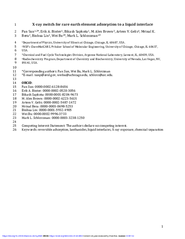 (PDF) X-ray switch for rare earth element adsorption to a liquid interface