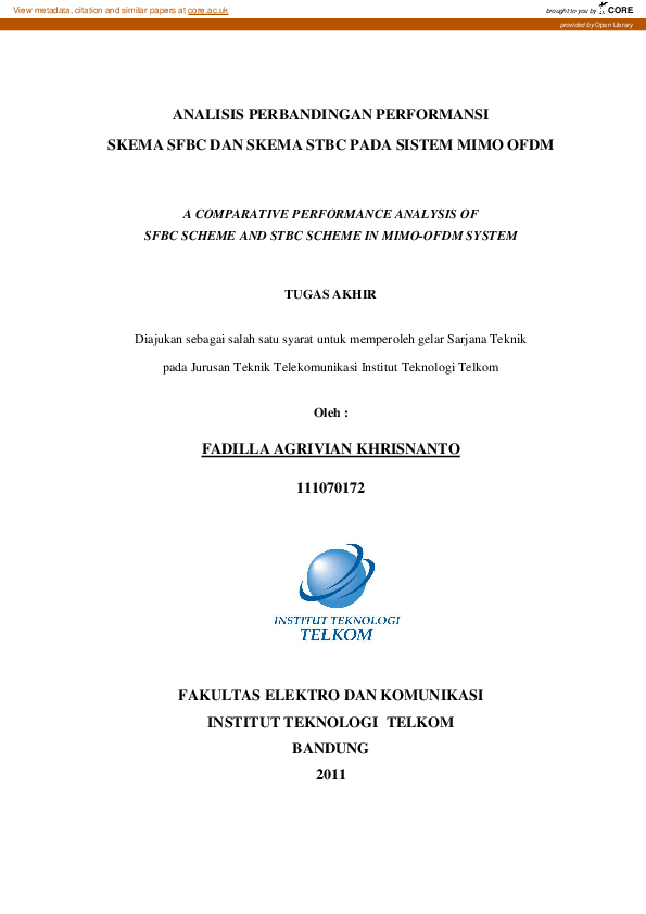 (PDF) Analisis Perbandingan Performansi Skema SFBC Dan Skema STBC Pada ...
