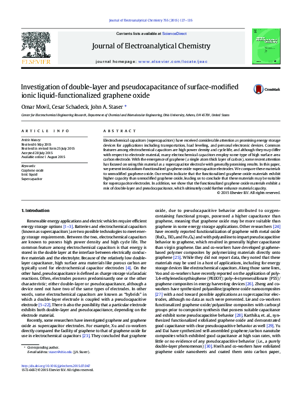 Pdf Investigation Of Double Layer And Pseudocapacitance Of Surface Modified Ionic Liquid