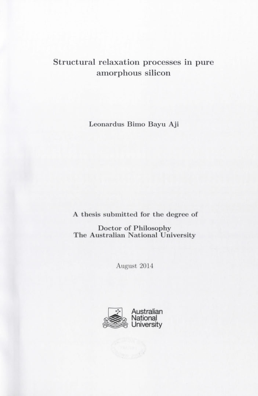 Pdf Structural Relaxation Process In Pure Amorphous Silicon Bayu Aji