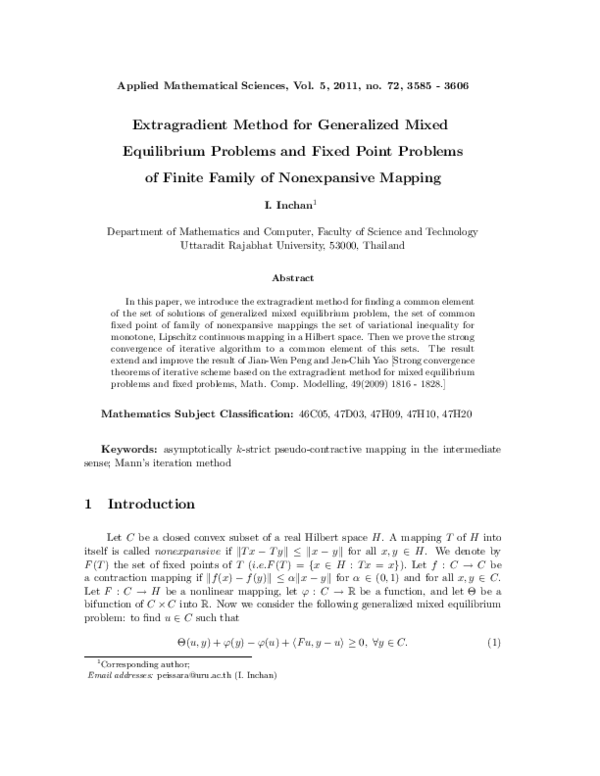 Pdf Viscosity Iteration Method For Generalized Equilibrium Problems And Fixed Point Problems