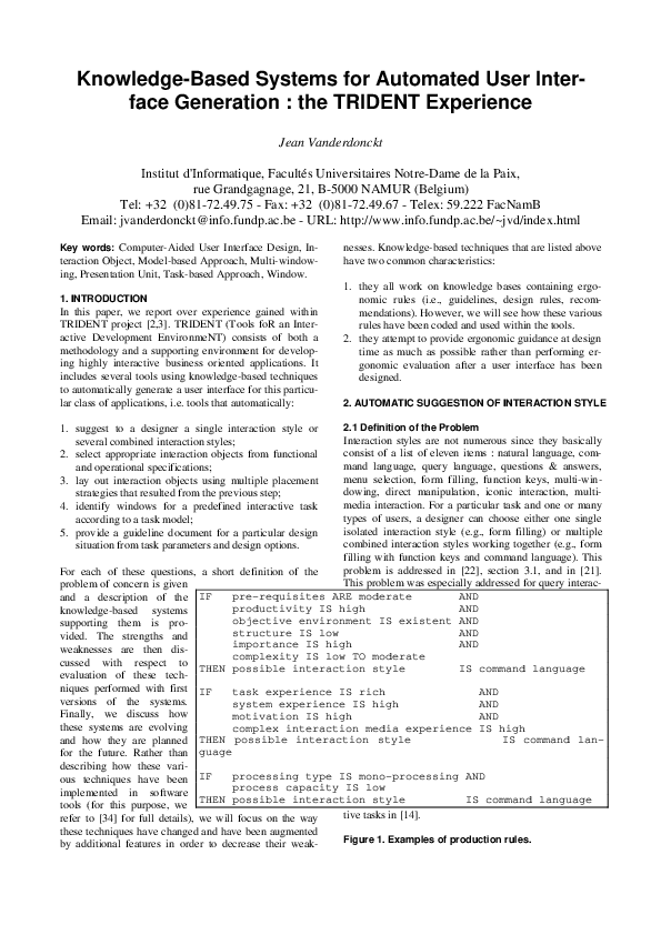 (PDF) Automated UI Generation: TRIDENT Insights