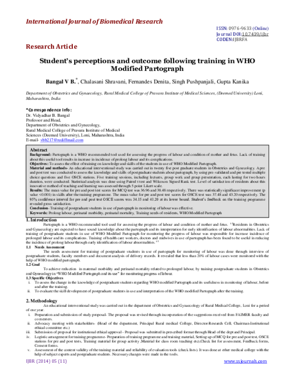 (PDF) Students perceptions and outcome following training in WHO ...