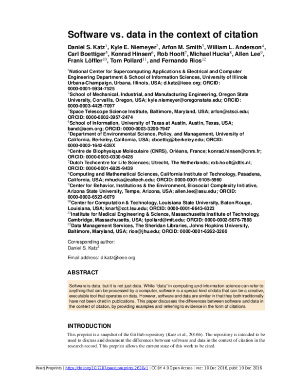 (PDF) Software vs. data in the context of citation | Fernando Rios ...