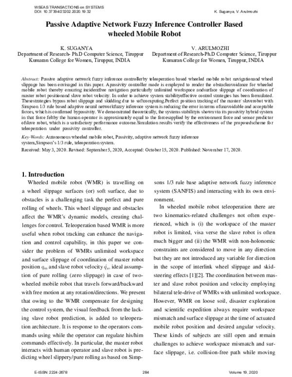 (PDF) Passive Adaptive Network Fuzzy Inference Controller Basedwheeled Mobile Robot | Dr. V ...