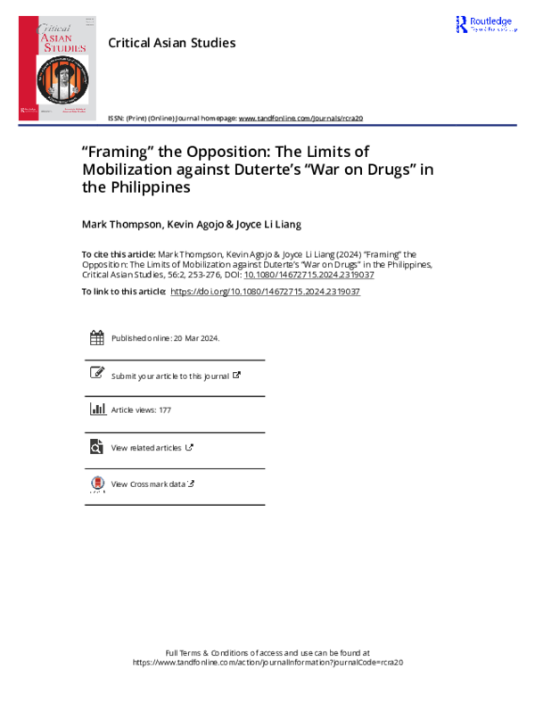 (PDF) “Framing” the Opposition: The Limits of Mobilization against ...