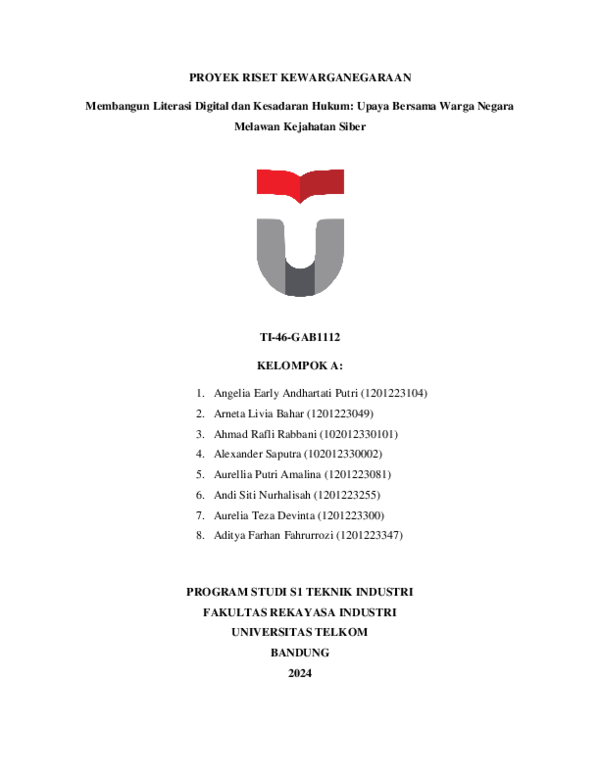 (PDF) PROYEK RISET KEWARGANEGARAAN Membangun Literasi Digital dan Kesadaran Hukum: Upaya Bersama ...