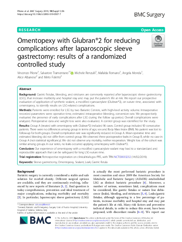 (PDF) Omentopexy with Glubran®2 for reducing complications after ...