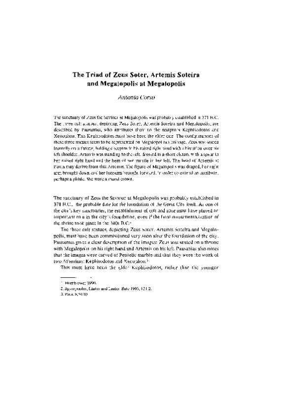 (PDF) The Triad of Zeus Soter, Artemis Soteira and Megalopolis at ...