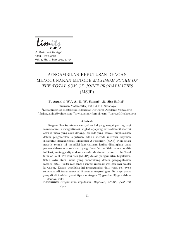 (PDF) Pengambilan Keputusan Dengan Menggunakan Metode Maximum Score of ...