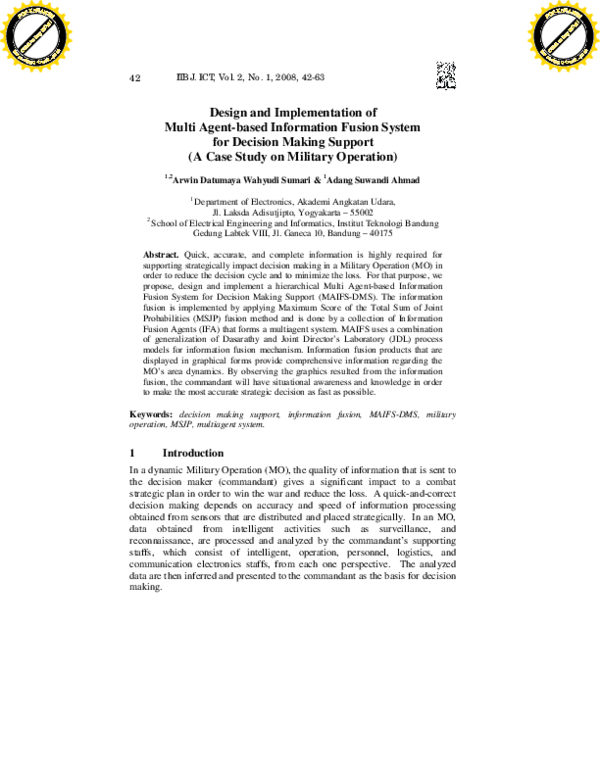 (PDF) Design and Implementation of Multi Agent-based Information Fusion System for Supporting ...
